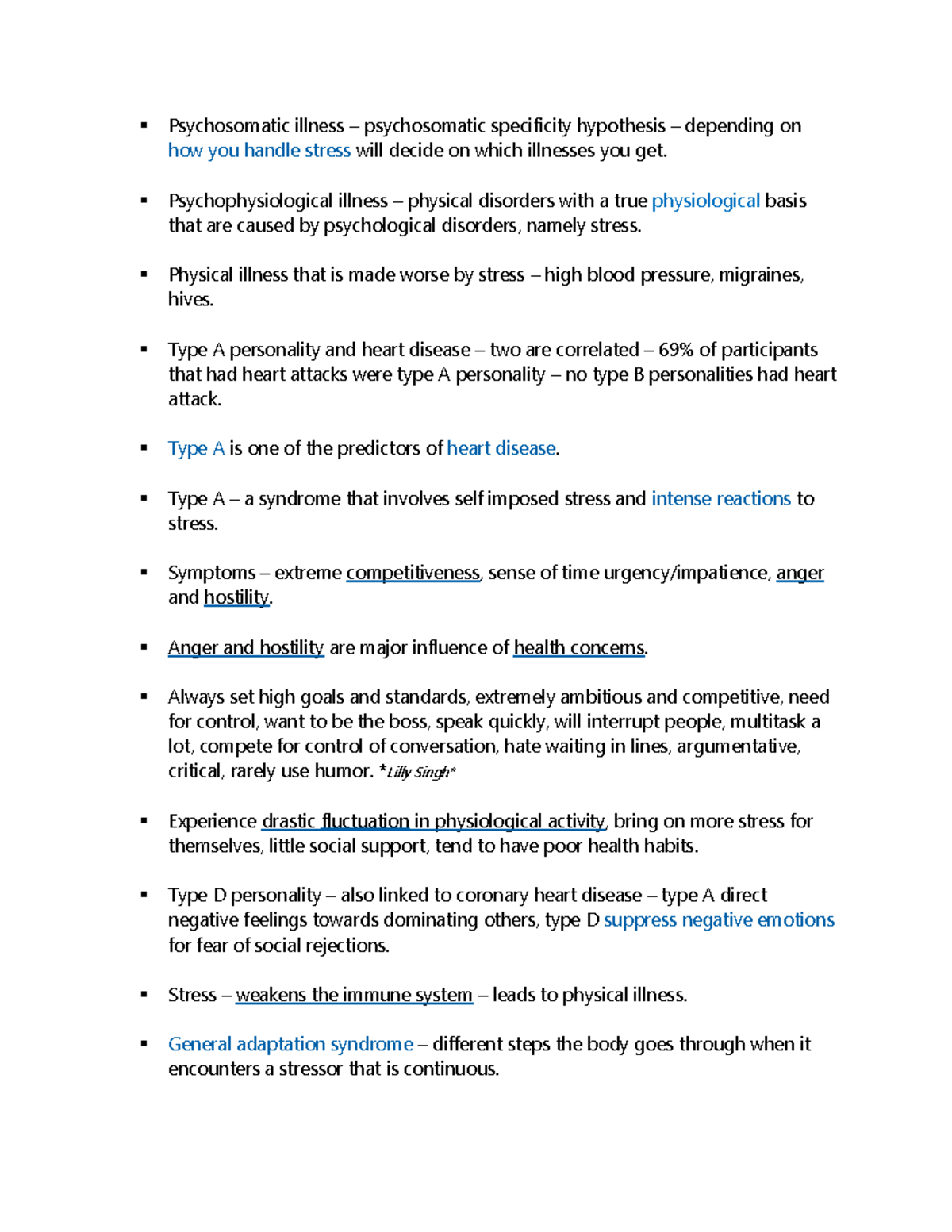 Psych 1010 Lecture 14 - Stress (Feb 8th) - Psychosomatic illness ...