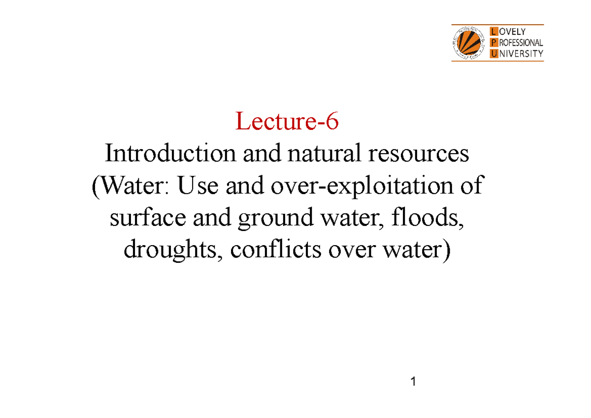 Lecture 6 - these are notes - Lecture- Introduction and natural ...