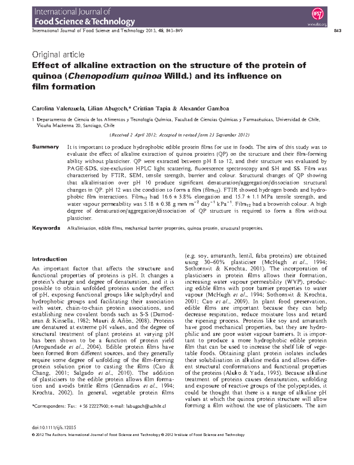 Effect of alkaline extraction - Original article Effect of alkaline ...
