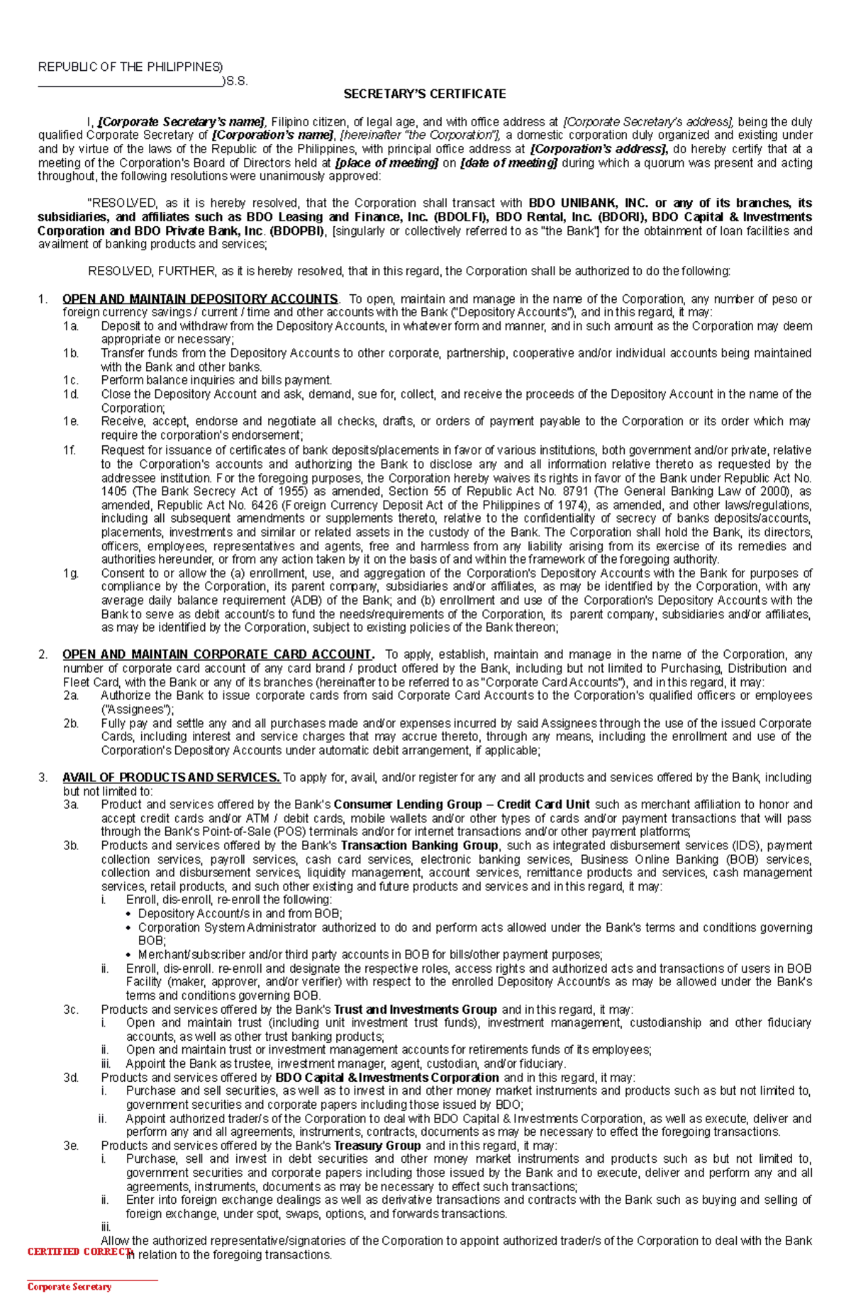 Sec Cert - Domestic Corporation 2023 - REPUBLIC OF THE PHILIPPINES