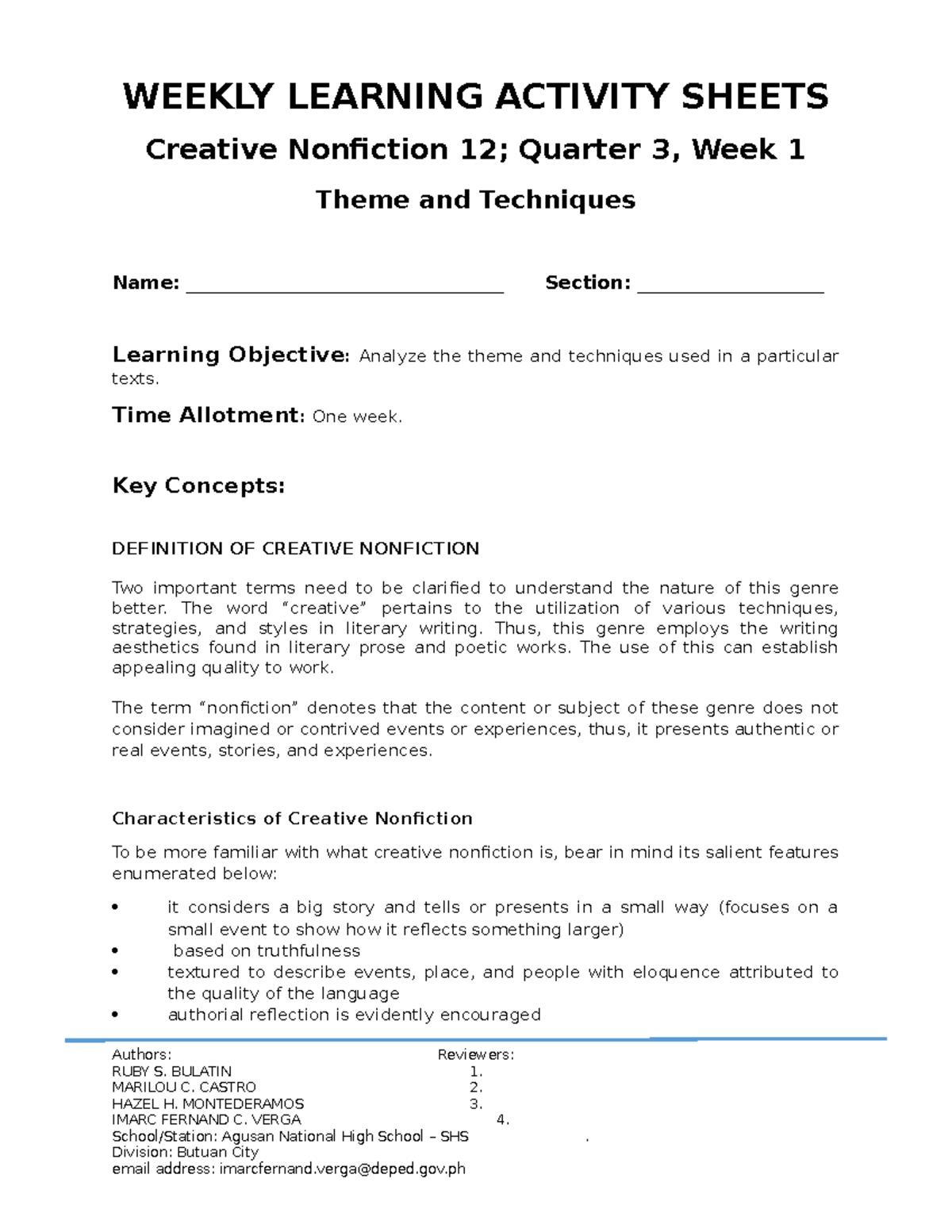 CNF-Q3-W1 - SENIOR HIGH SCHOOL - WEEKLY LEARNING ACTIVITY SHEETS ...