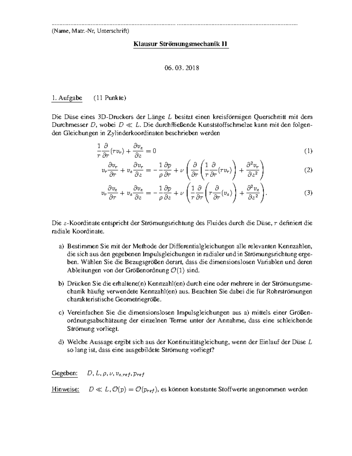 Klausur 6 März Wintersemester 2017/2018, Fragen - - Studocu