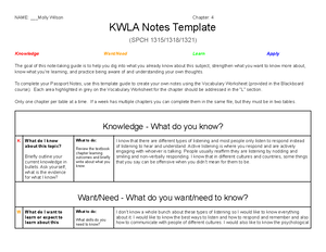 Chapter 9 KWLA Notes - To complete your Passport Notes, use this ...