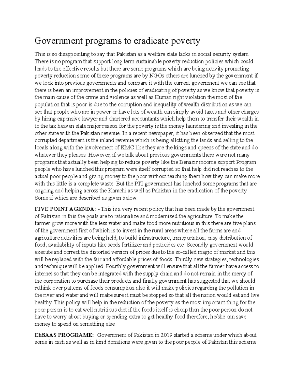 Government programs to eradicate poverty - development economics - SMI ...