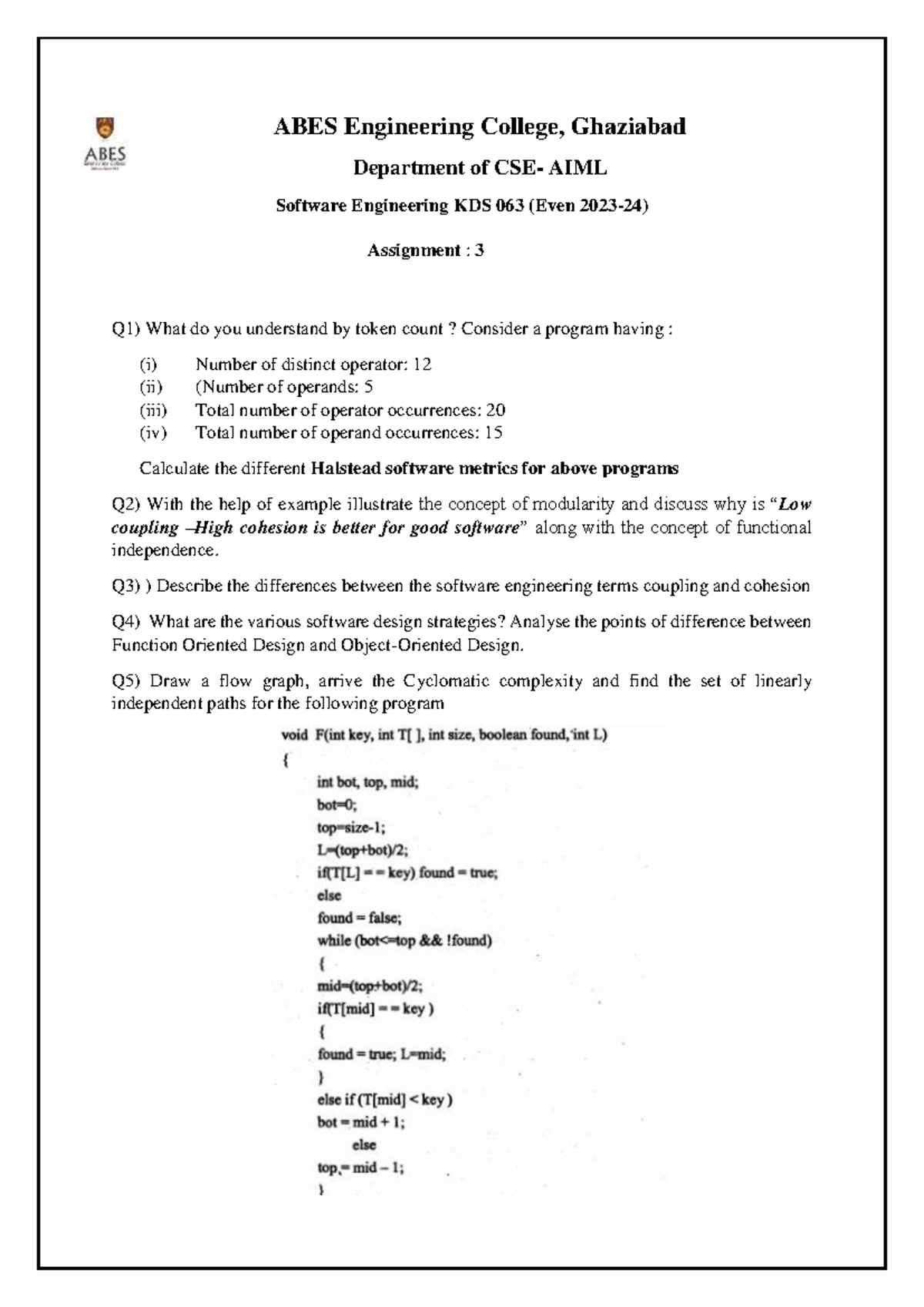 SE Assignment 3 KDS 063 - ABES Engineering College, Ghaziabad ...