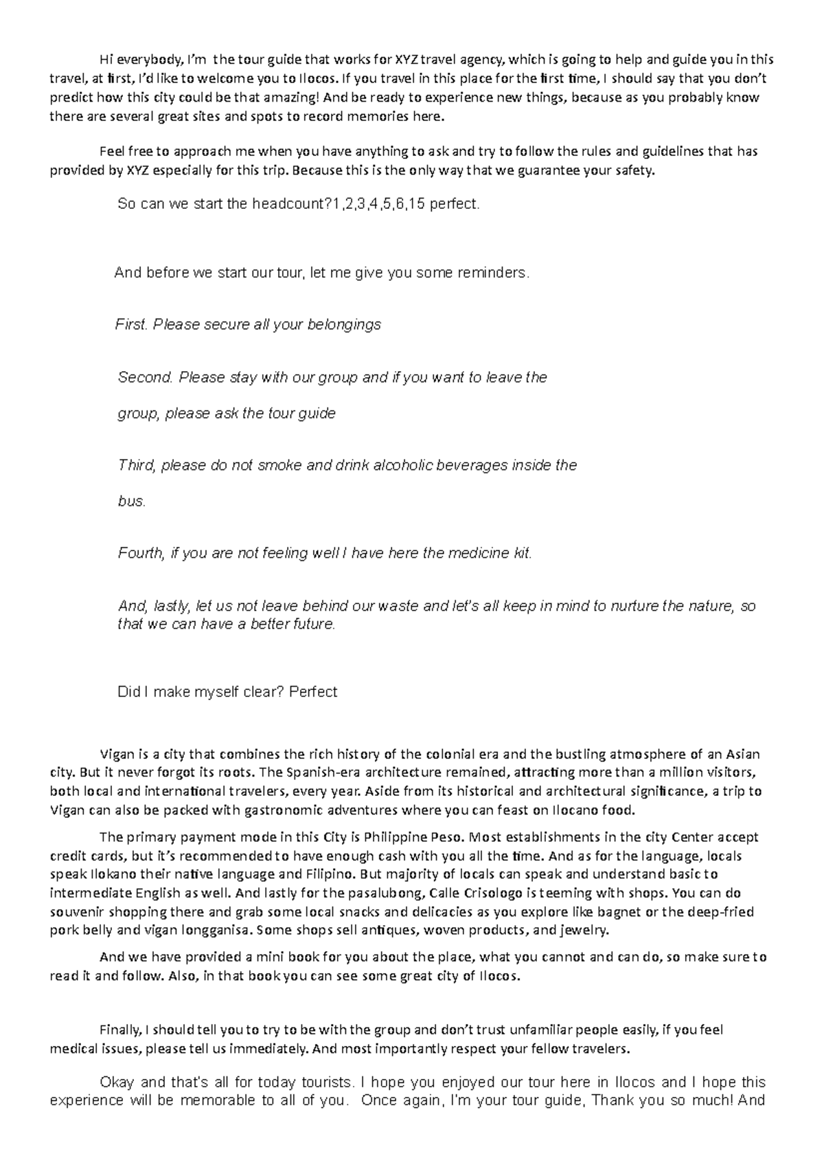 Spiel - HINFGJSFGH - Hi everybody, I’m the tour guide that works for ...