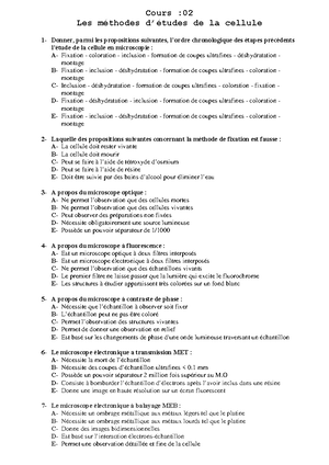 QCM Cytosquelette - medecine - QCM : Cytosquelette Première Partie : 1 ...