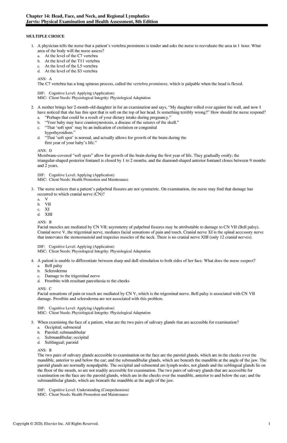 Exam View - Chapter 14 - Chapter 14: Head, Face, and Neck, and Regional ...