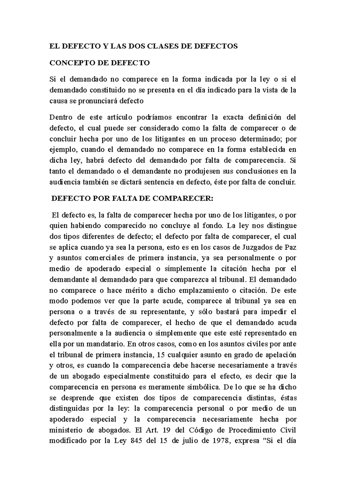 EL Defecto Y LAS DOS Clases DE Defectos - EL DEFECTO Y LAS DOS CLASES ...