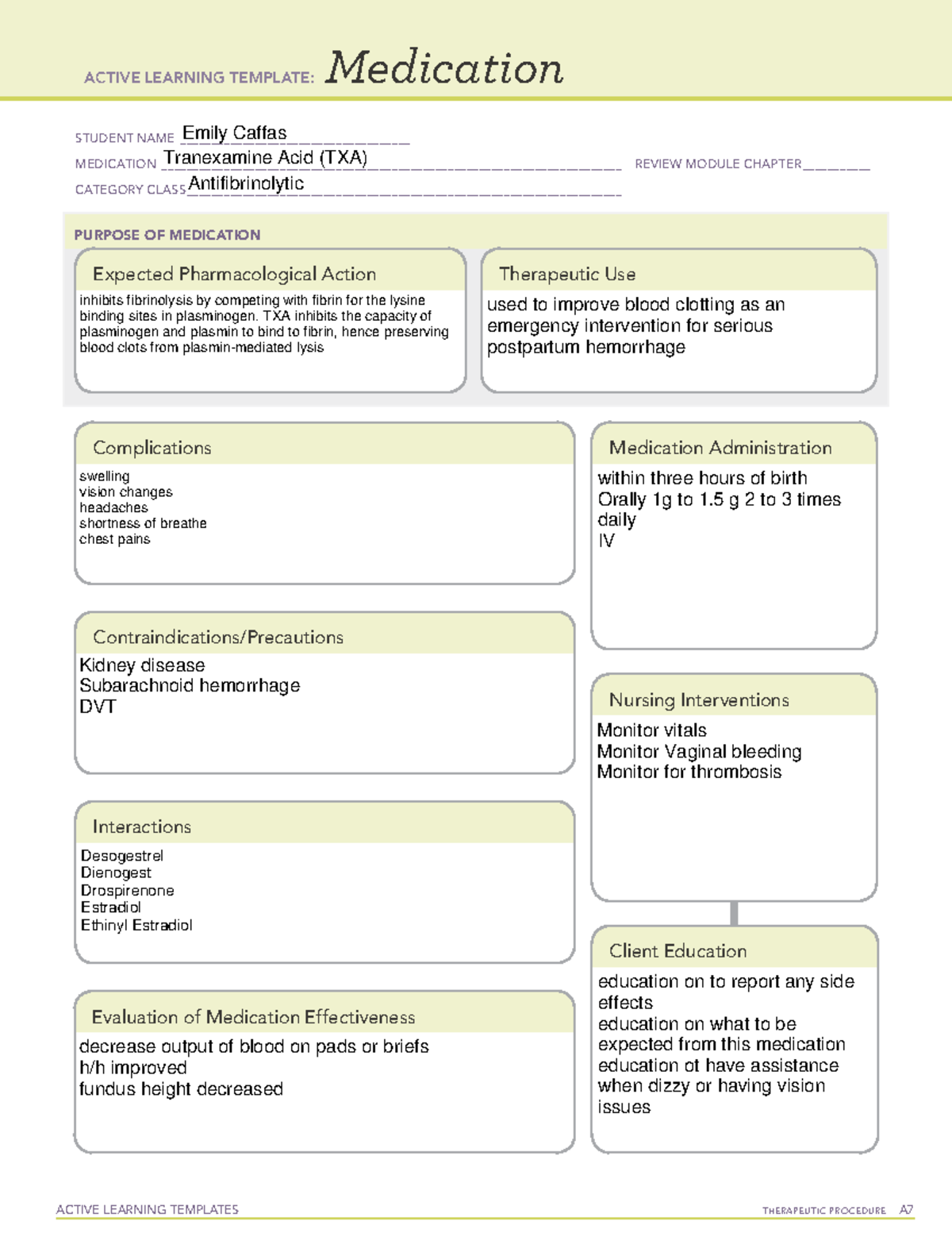 Tranexamine Acid (TXA) - ACTIVE LEARNING TEMPLATES TherapeuTic ...