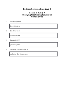 Task B-2 - Task B-2 - Business Correspondence Level 2 Lesson 1, Task B ...