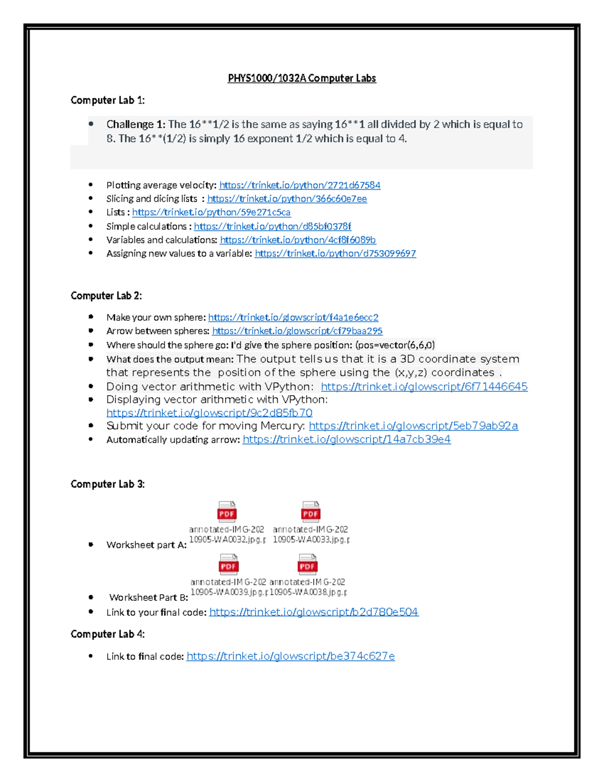 Physics Computer LABS - GUIDE FOR PRACTICALS - PHYS1000/1032A Computer ...