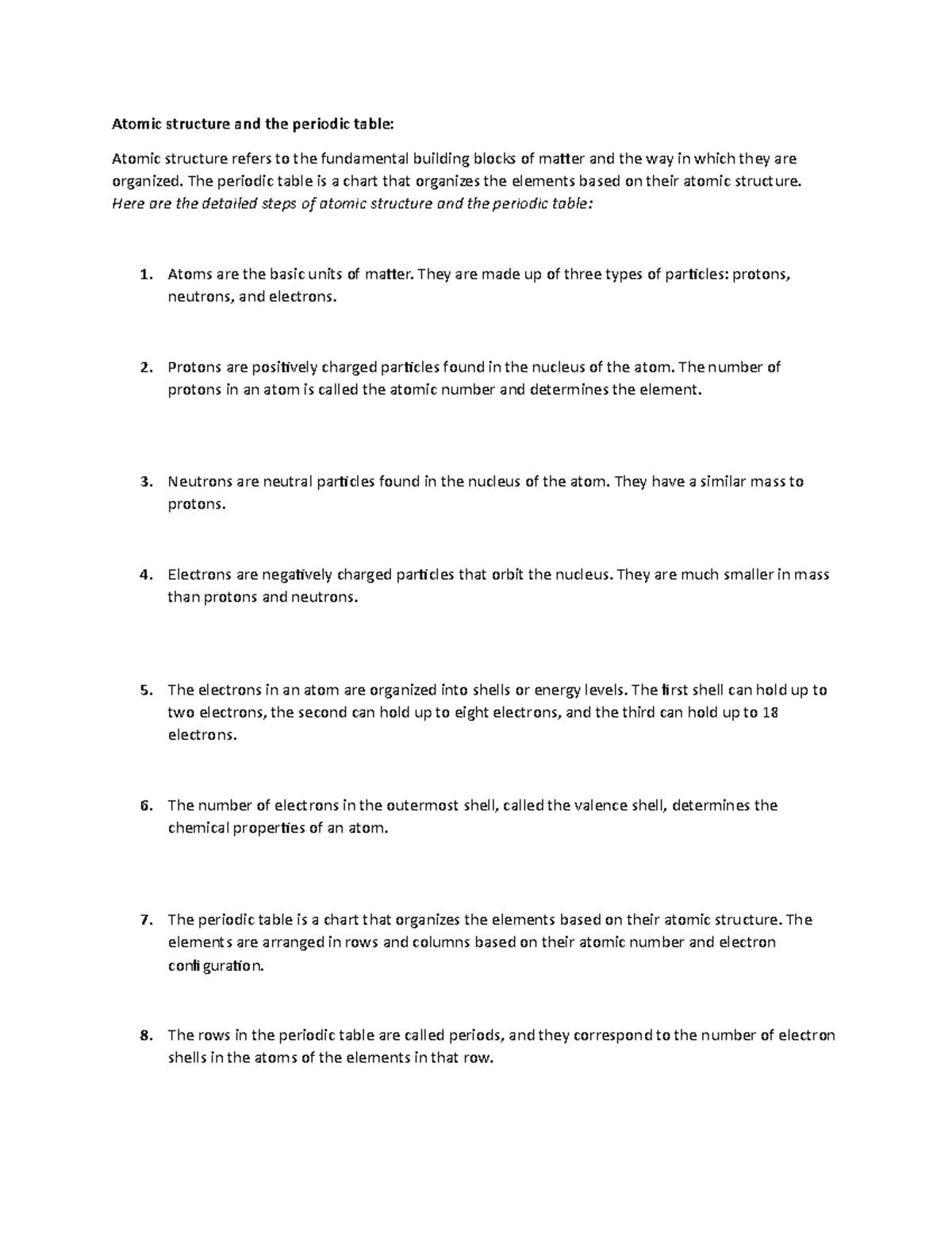 Atomic structure and the periodic table - The periodic table is a chart ...
