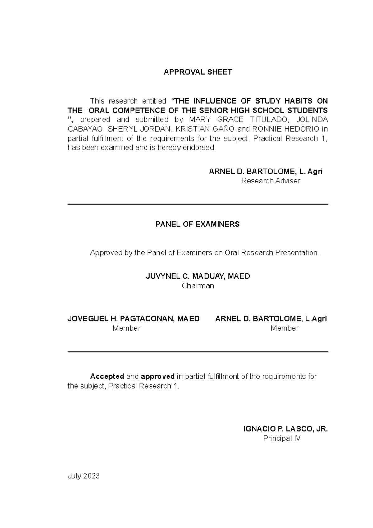 Approval- Sheet - APPROVAL SHEET This research entitled “THE INFLUENCE ...