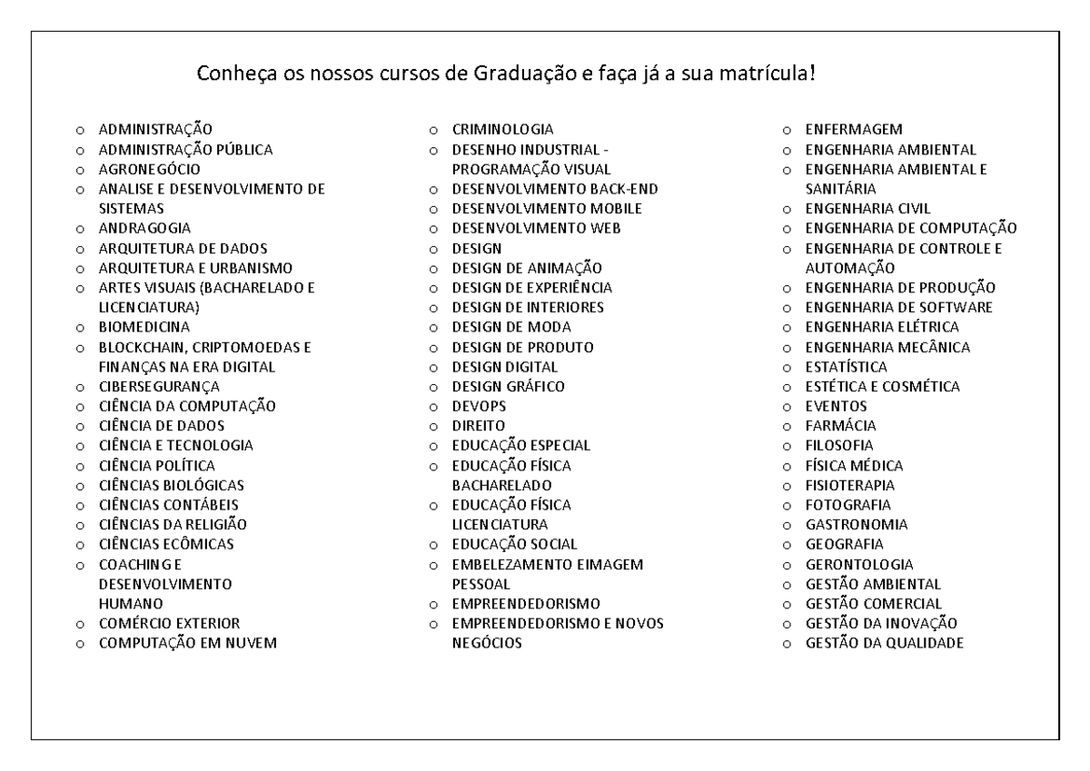 Todos OS Cursos - Estacio - Conheça os nossos cursos de Graduação e ...