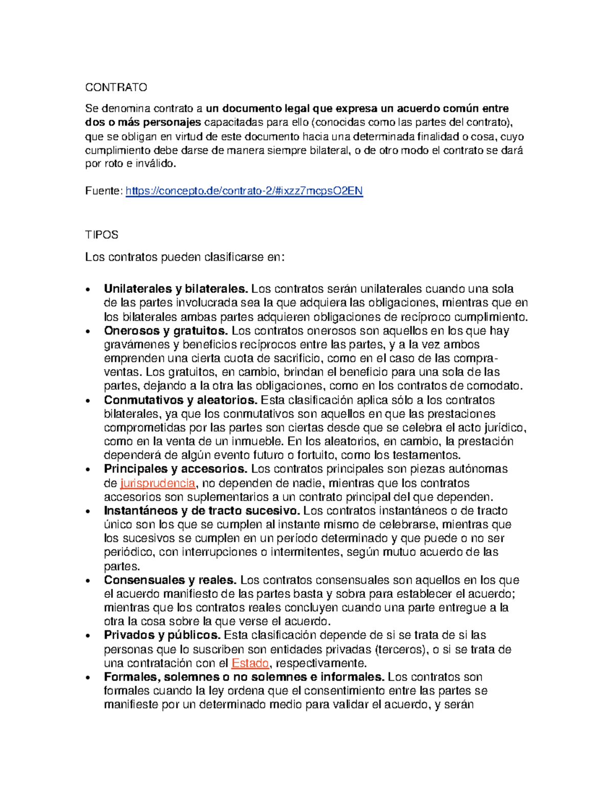 Contrato - Conceptos - CONTRATO Se denomina contrato a un documento ...