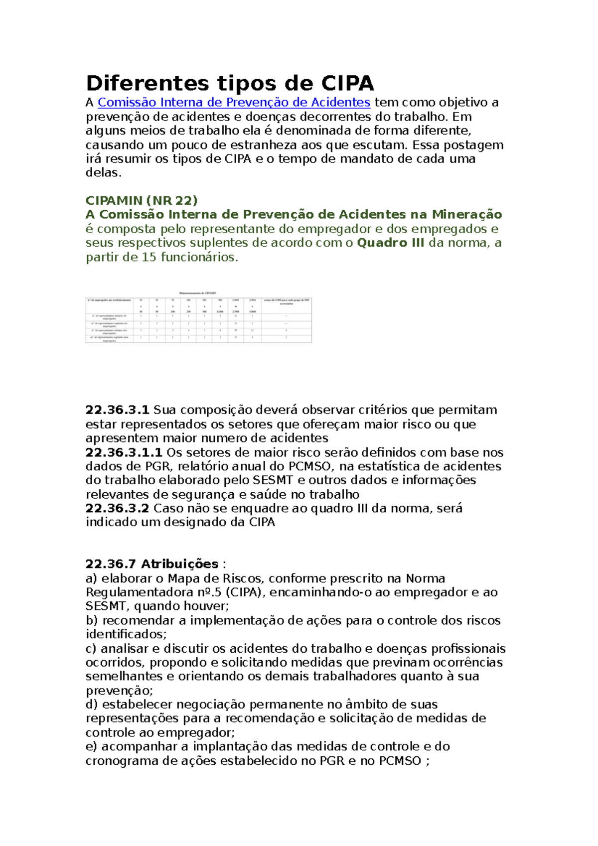 Diferentes tipos de CIPA - Em alguns meios de trabalho ela é denominada ...