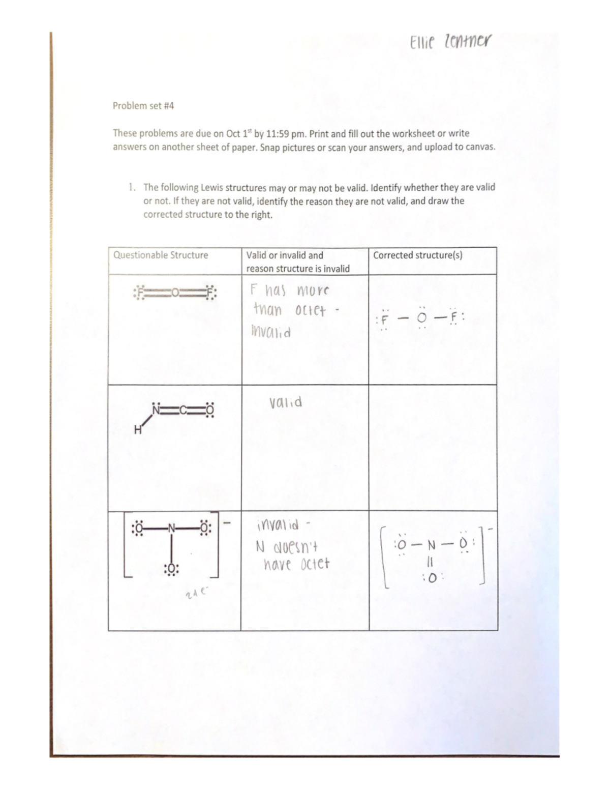 Problem Set 4 - Dr. Andy Miller - CHEM 1180 - Studocu