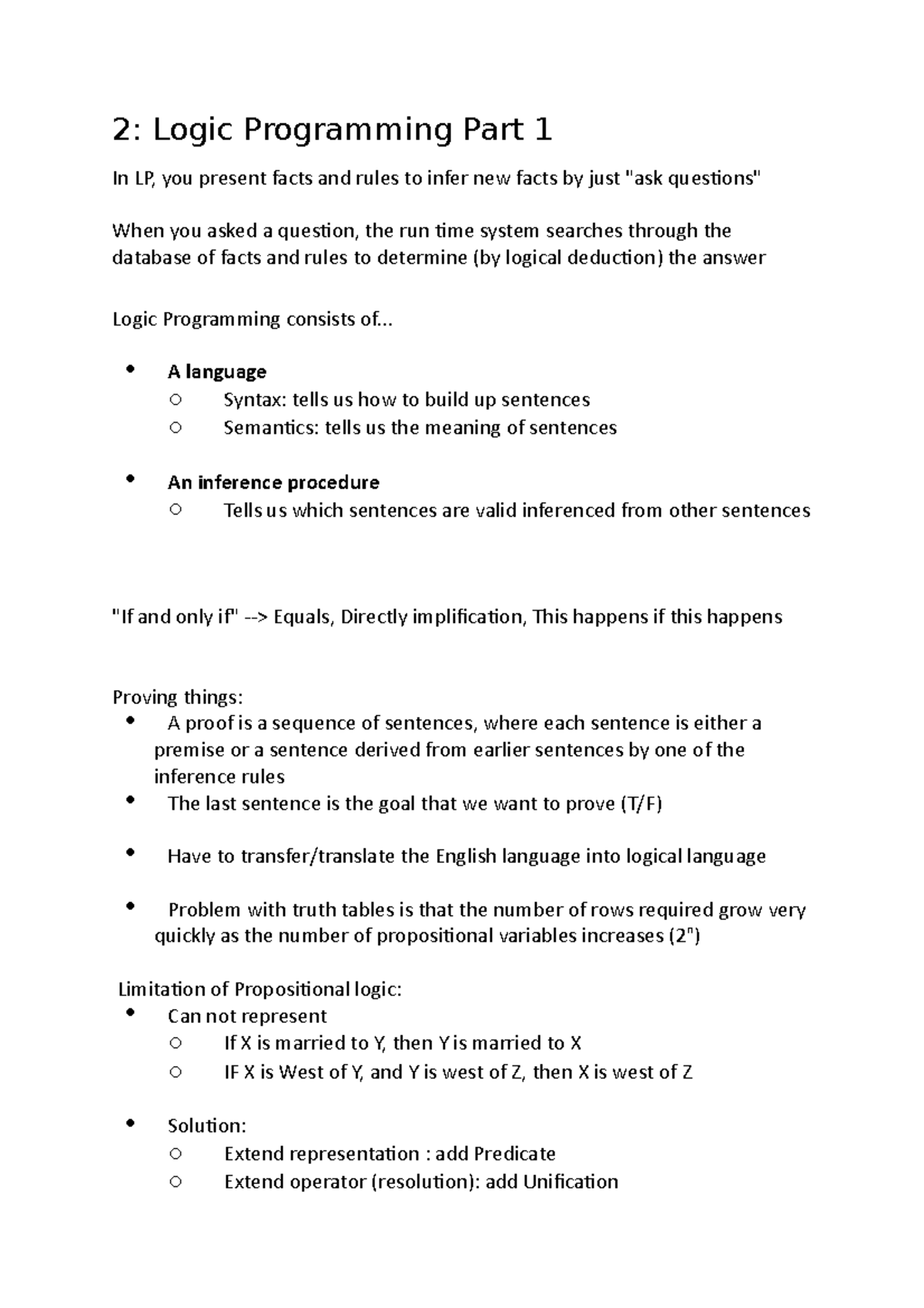 Logic Programming Part 1 - .. A language o Syntax: tells us how to ...