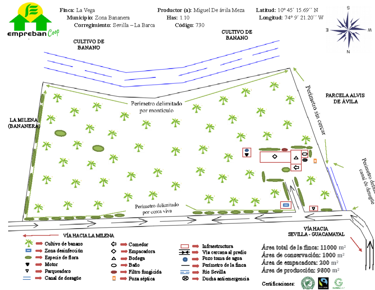 Mapa la vega - MAPAS CON RUTAS DE AVACUACION - Finca: La Vega Productor ...