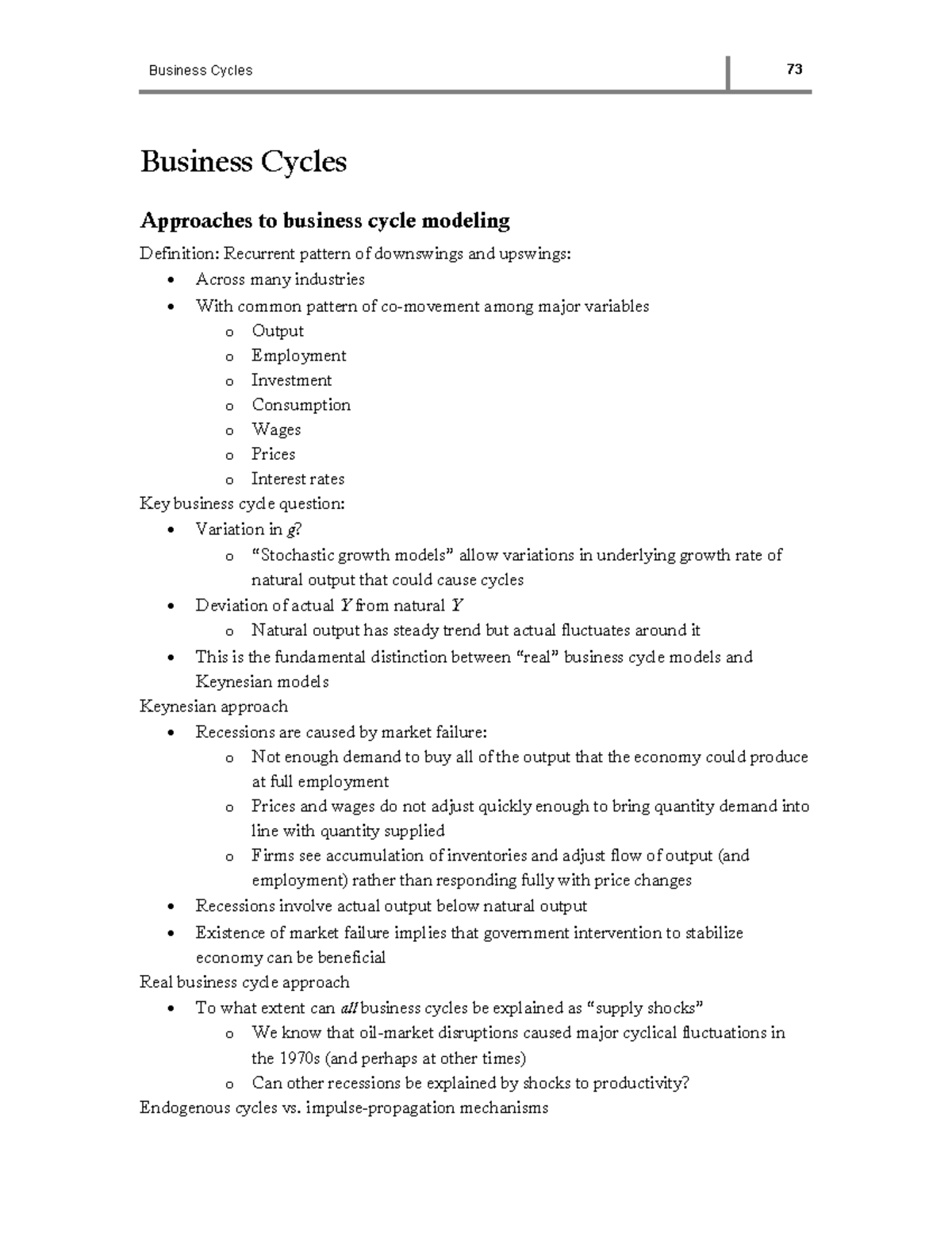 RBC - economic growth and economic development theory - Business Cycles ...
