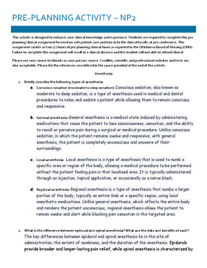 NP 2 Pre-Plan Asthma - Pre-Plan assignment - PRE-PLANNING ACTIVITY – NP ...