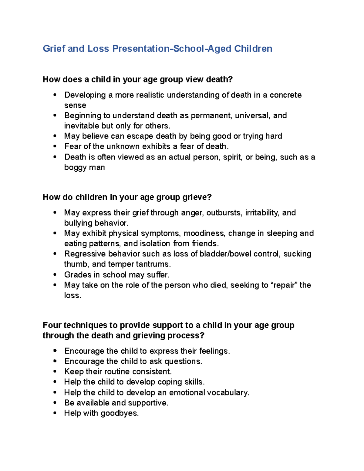 Grief - PRESENTATION - Grief and Loss Presentation-School-Aged Children ...