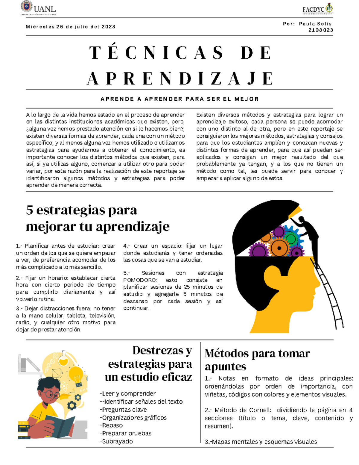 PGSA Reportaje 101 - 5 estrategias para mejorar tu aprendizaje T É C N ...