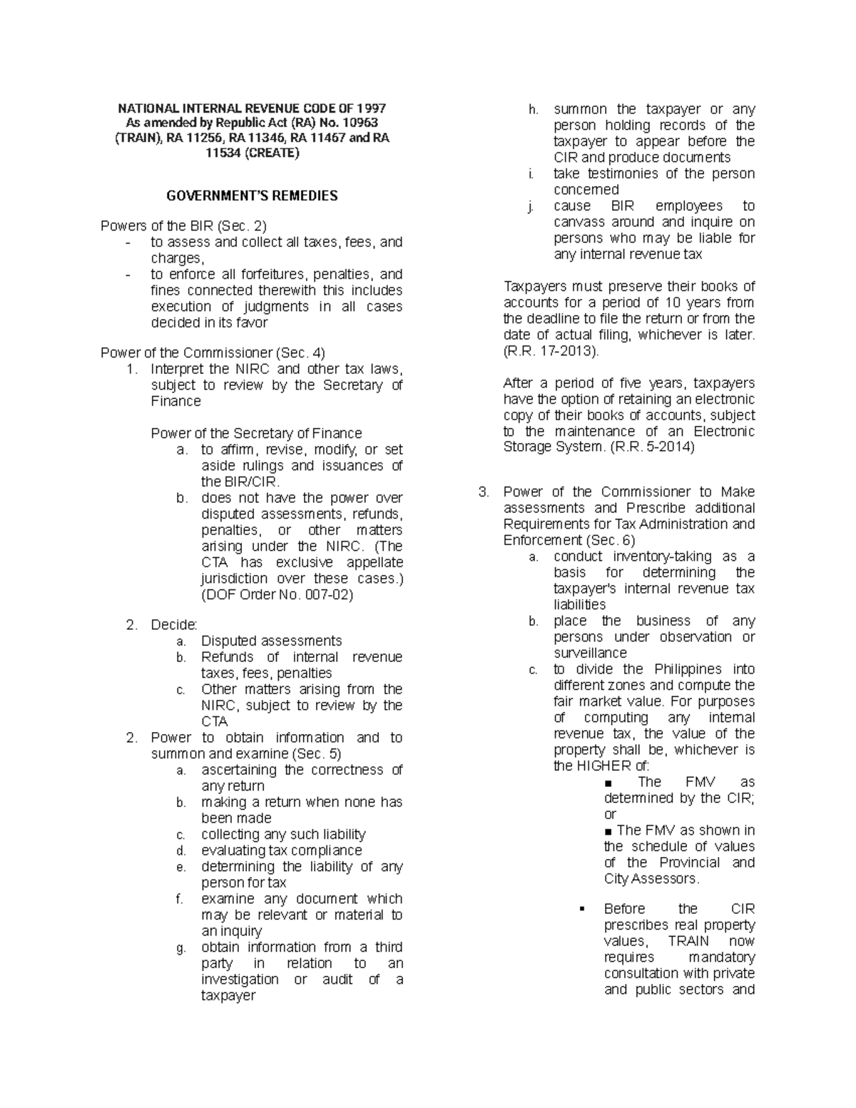 Tax Remedies of Government under the National Internal Revenue Code as ...