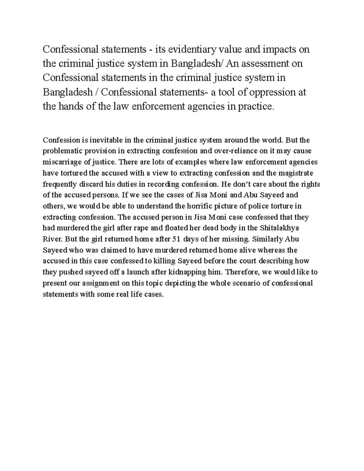 Confessional statements - Confession is inevitable in the criminal ...