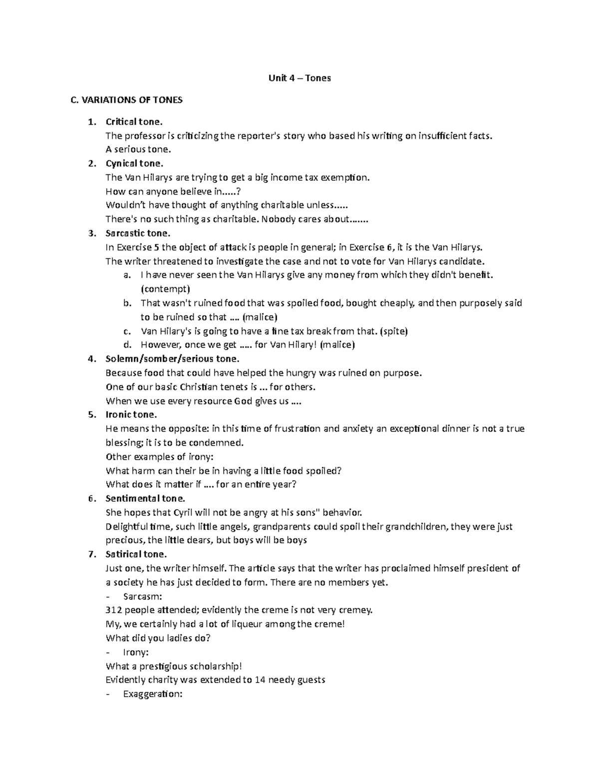 Unit 4 Tones - Key Answer Advanced Reading - Unit 4 – Tones C ...