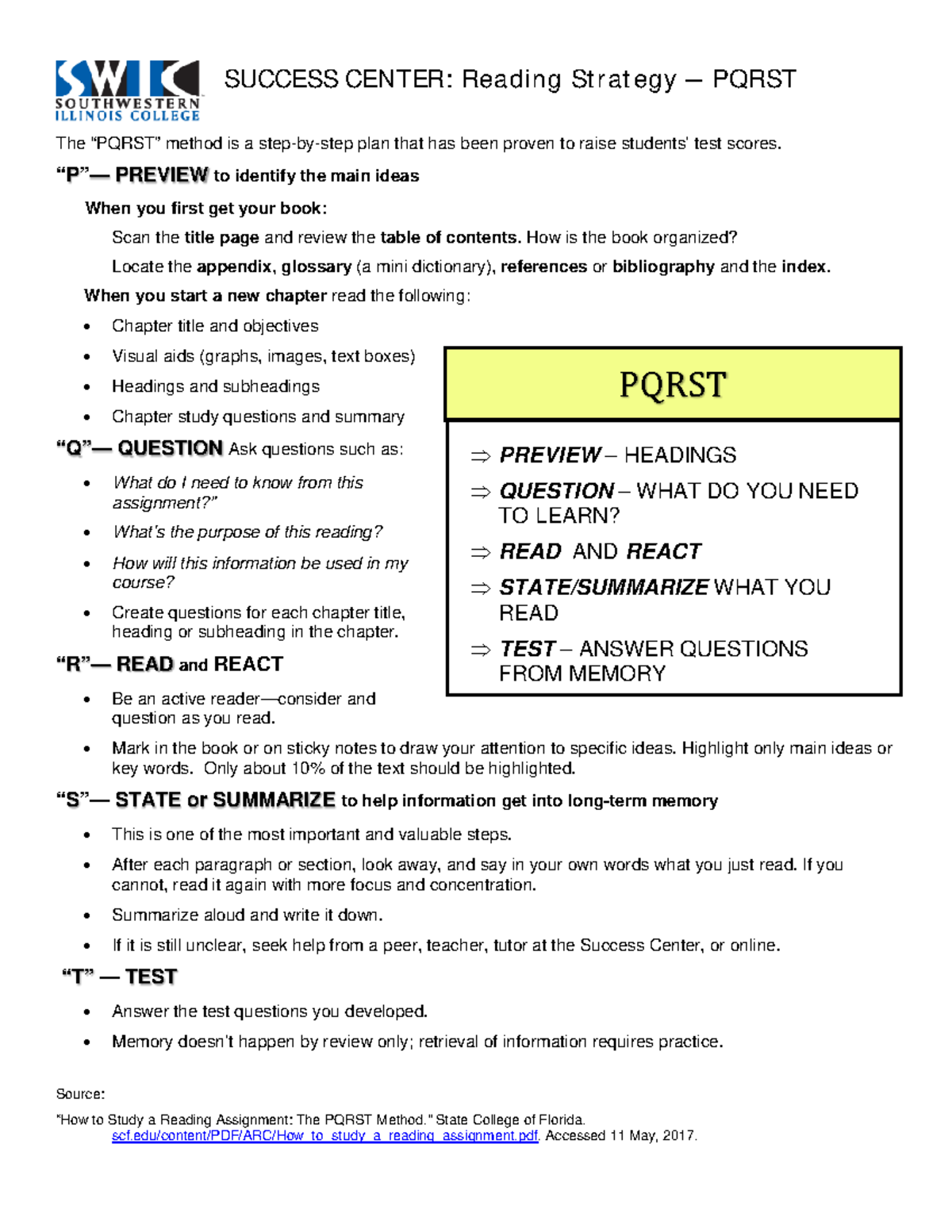 SSReading Pqrsttan - PQRST method. - The “PQRST” method is a step-by ...