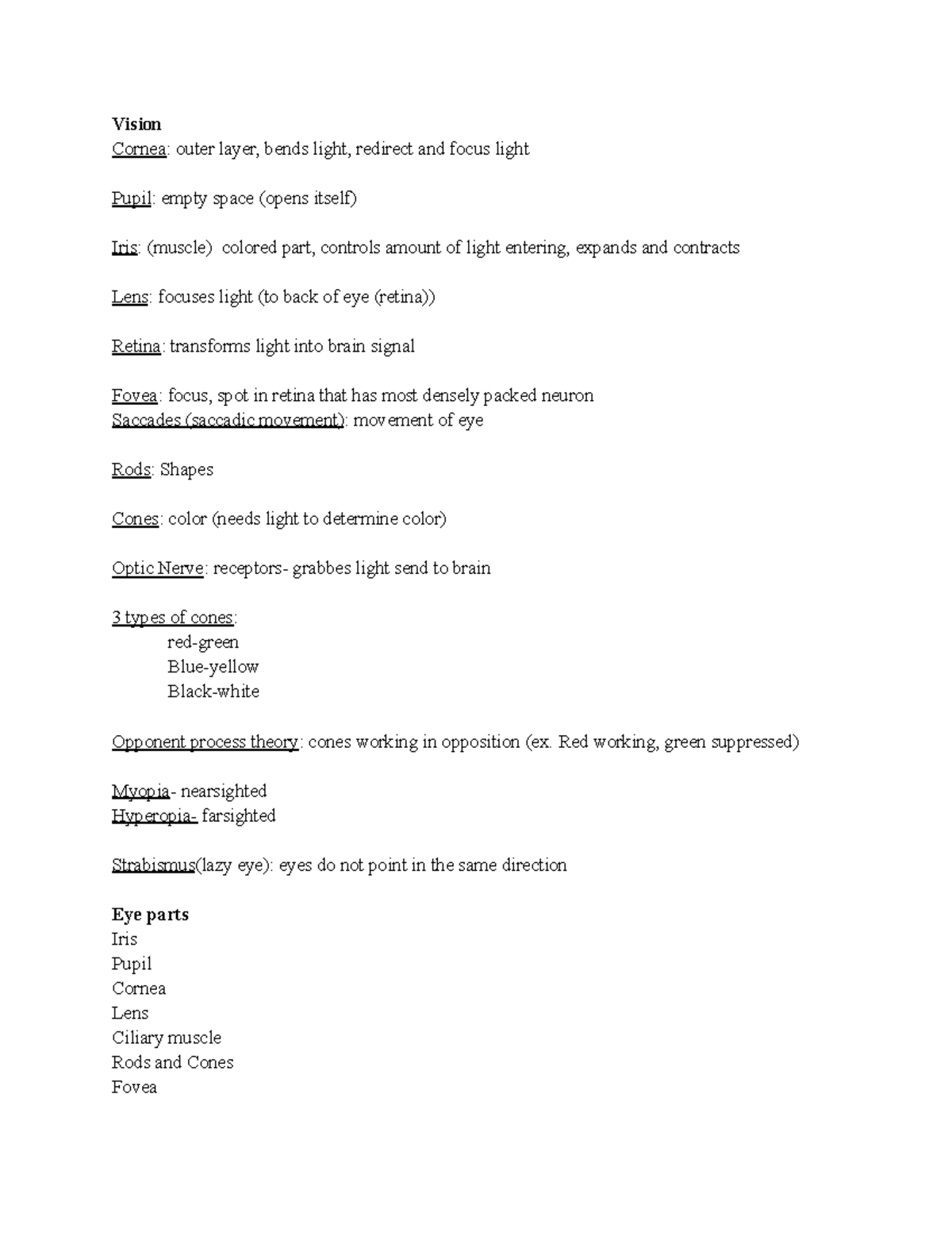 Vision behavioral ns - Vision Cornea: outer layer, bends light ...