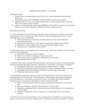 Gen.Ed LET Reviewer Notes - Education - Studocu