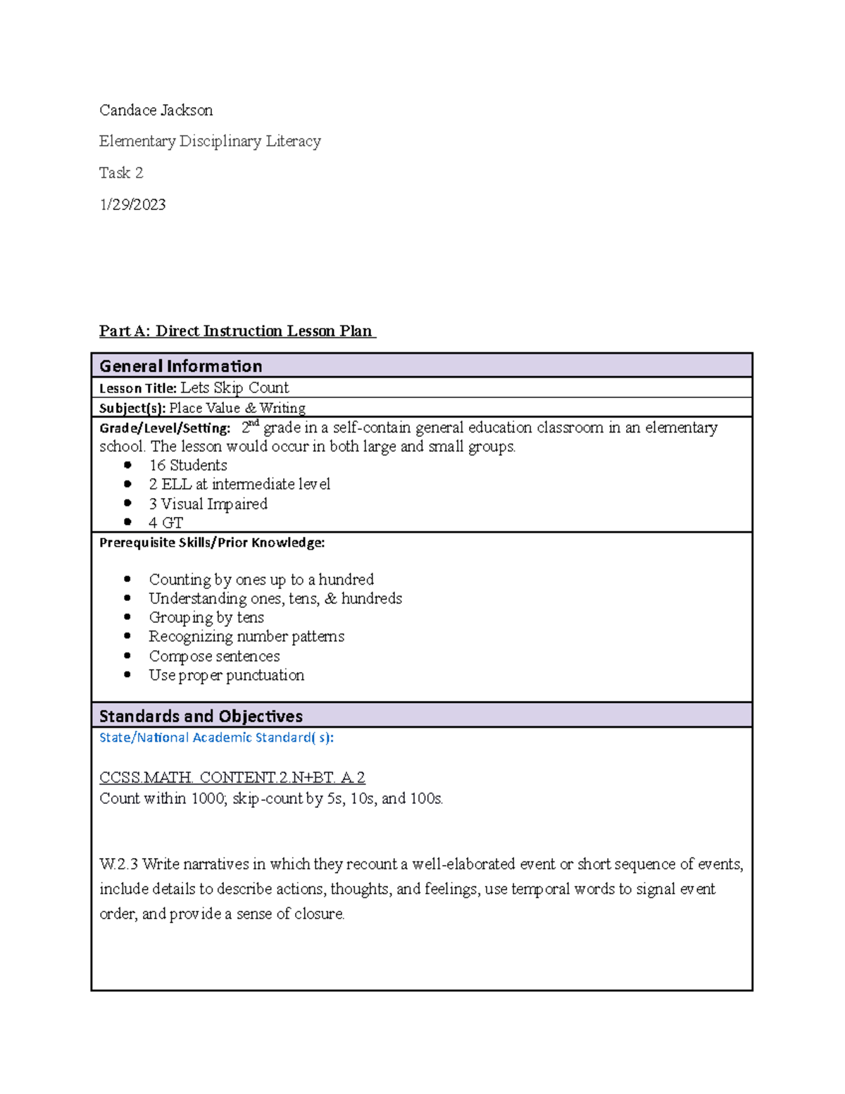 Elementary Discipline Task2 - Candace Jackson Elementary Disciplinary ...
