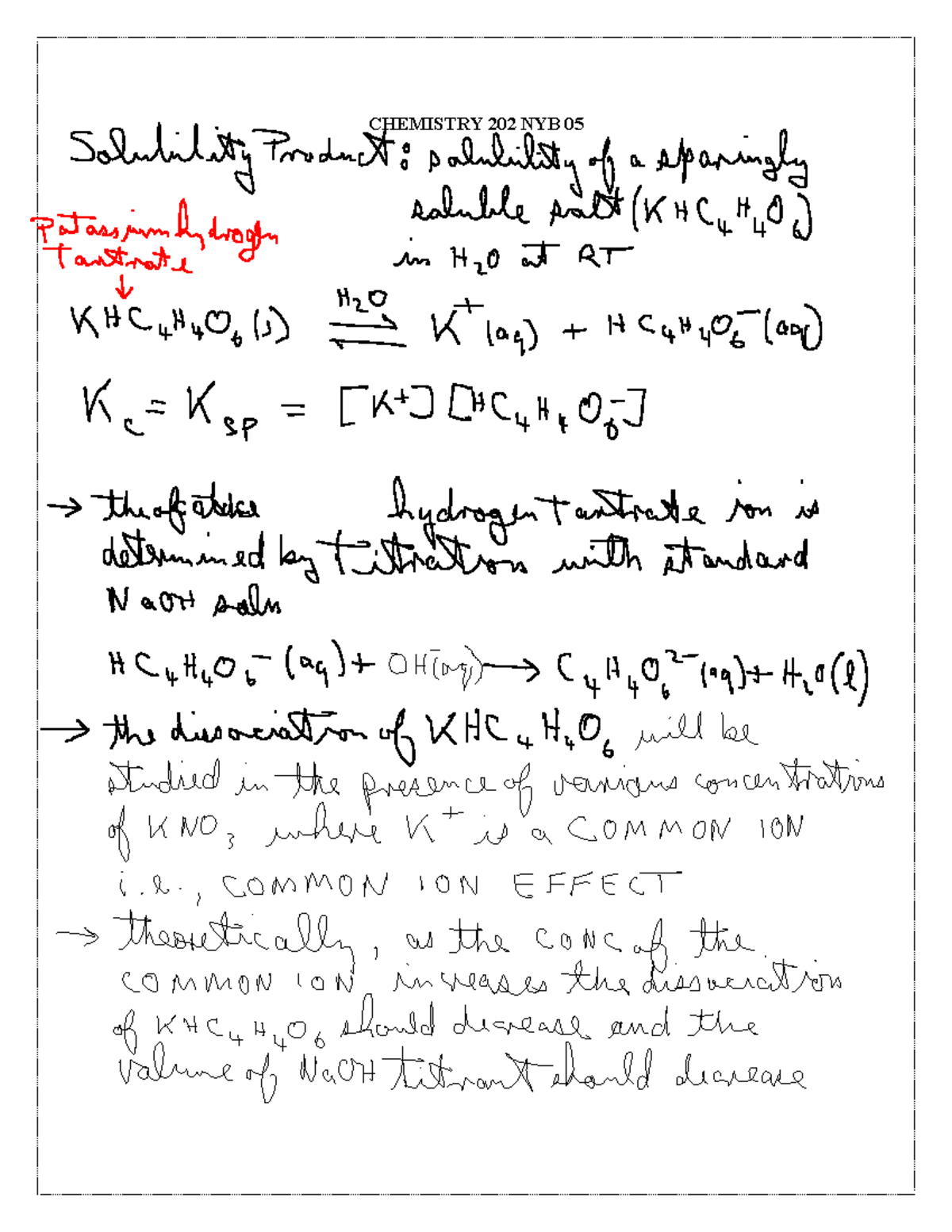 Solubility product 1 - self explanatory - 202-NYB-05 - CHEMISTRY 202 ...