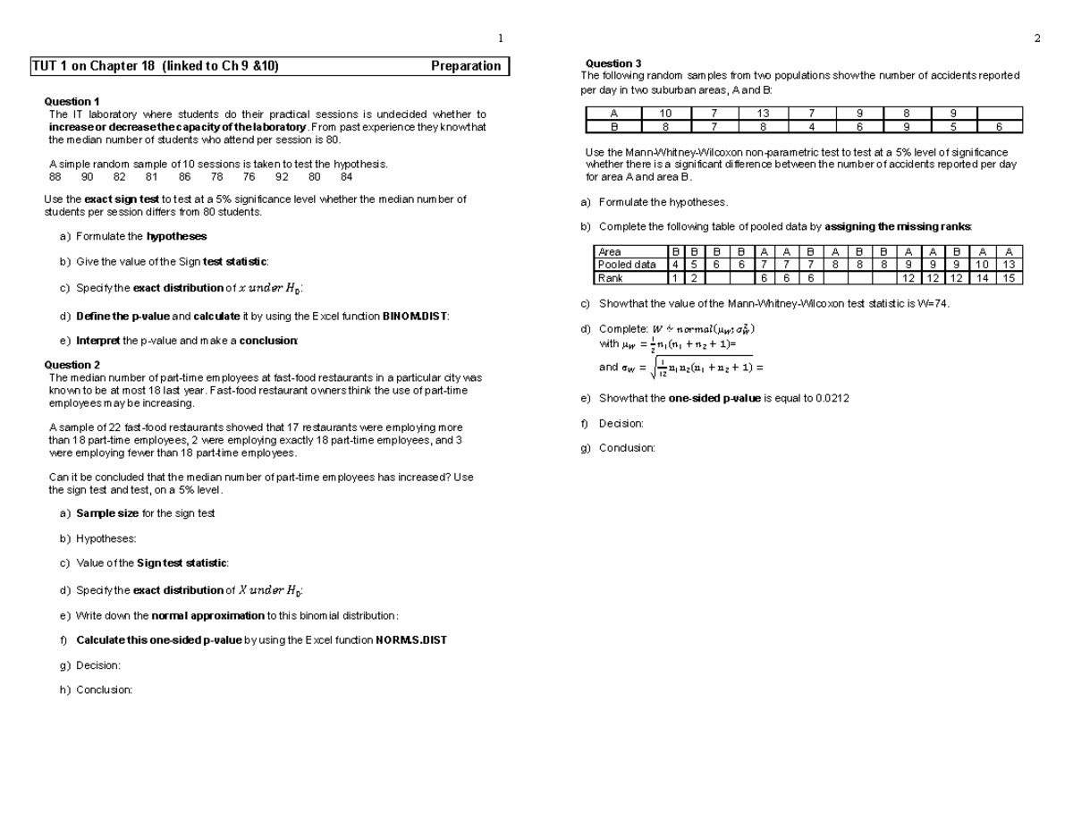 STK120-161 TUT 1 Preparation - Ch 18 - linked to Ch 9 & 10 2024 - 1 TUT ...