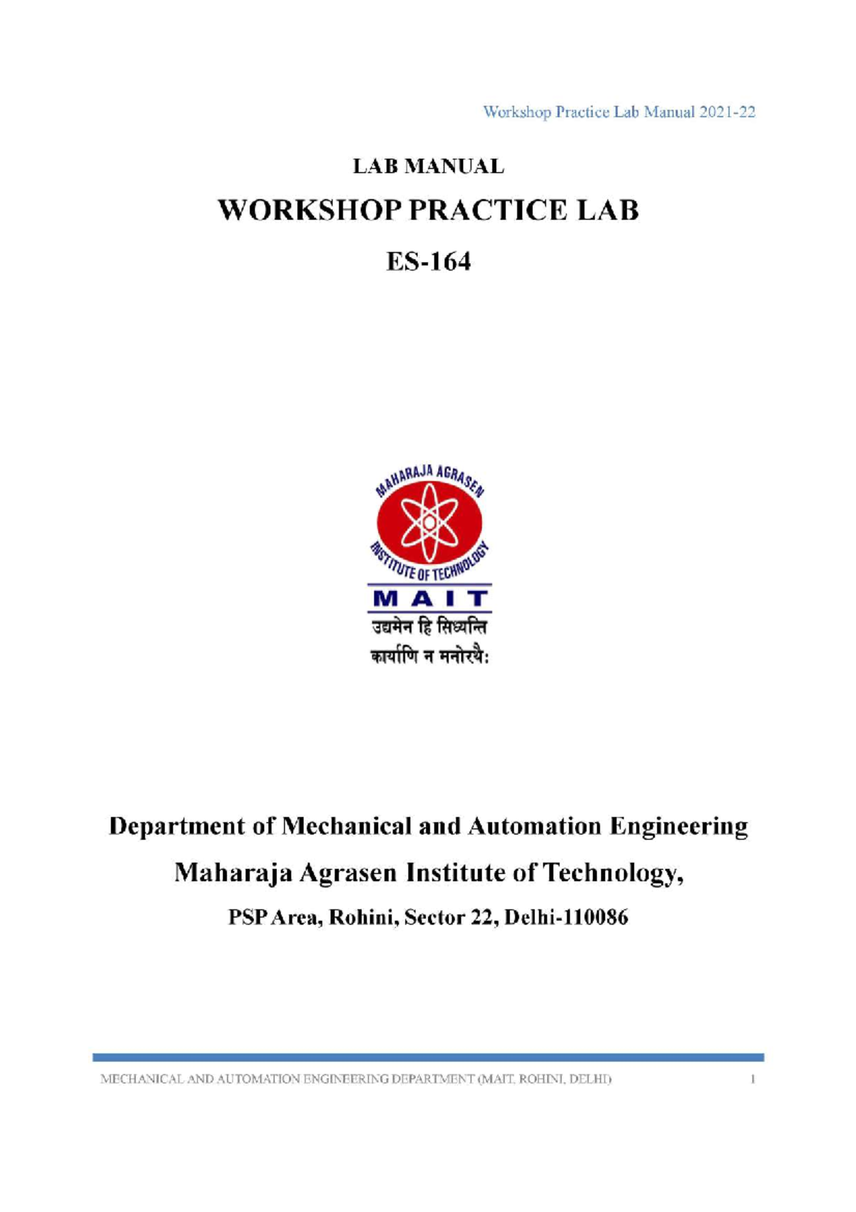 Workshop Practice Lab 2021-22 - computer Science engineering - Studocu