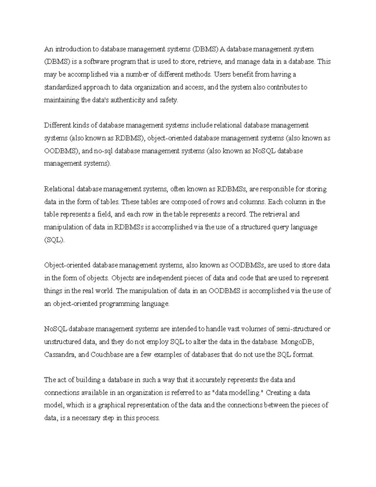 Database management systems -1 - An introduction to database management ...