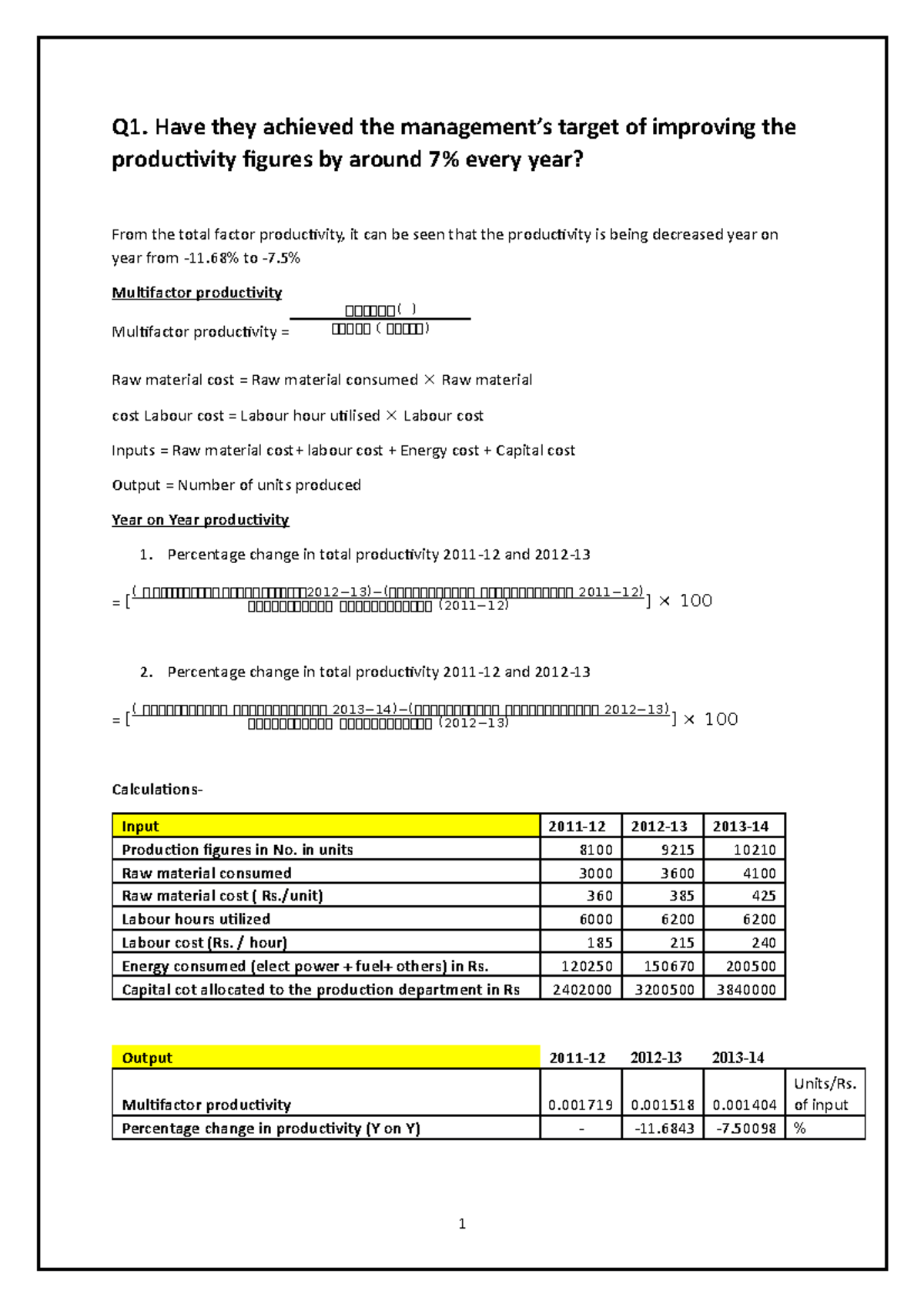 Operations Management Report ONE - Q1. Have they achieved the ...