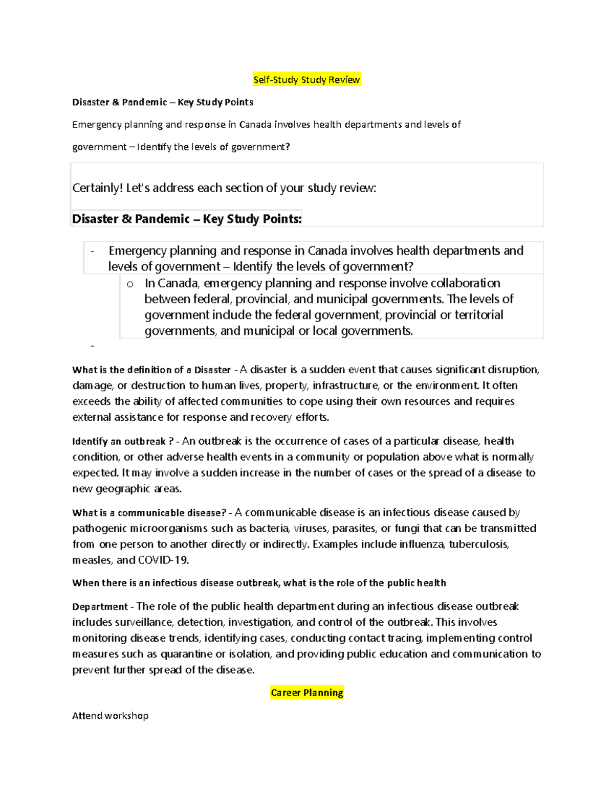 Study review nurs250 leadership - Self-Study Study Review Disaster ...