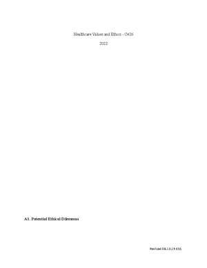 WGU - C426 - Healthcare Values and Ethics - RAP1 TASK 1 - RAP 1 Task 1 ...