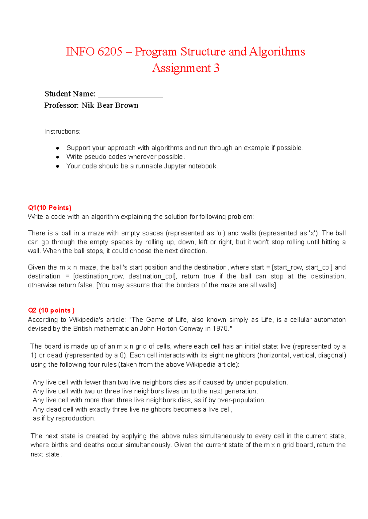 INFO 6205 Spring 2023 Assignment 3 - INFO 6205 – Program Structure and Algorithms Assignment 3 ...