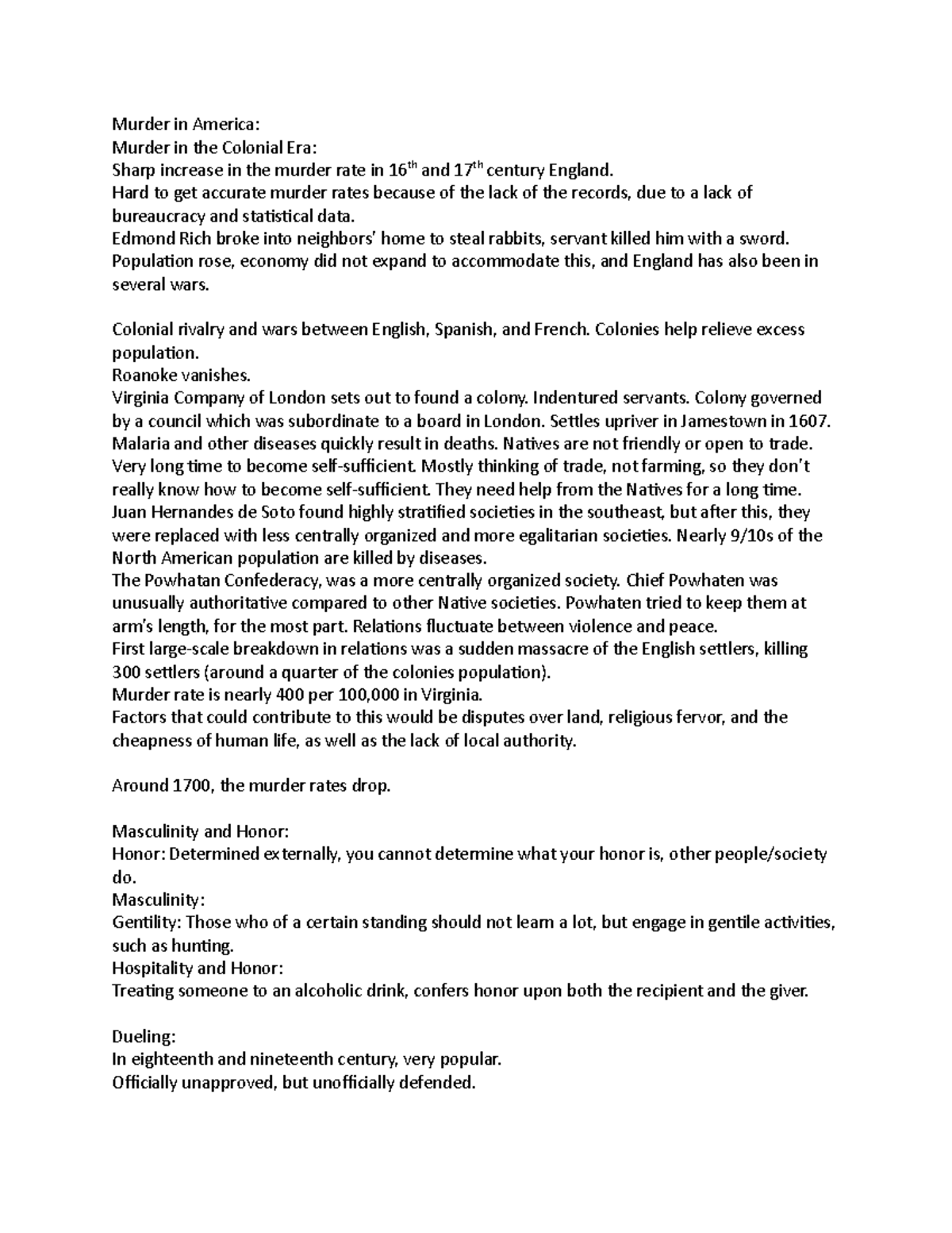 HIST 3000 Murder in America Notes - Murder in America: Murder in the ...