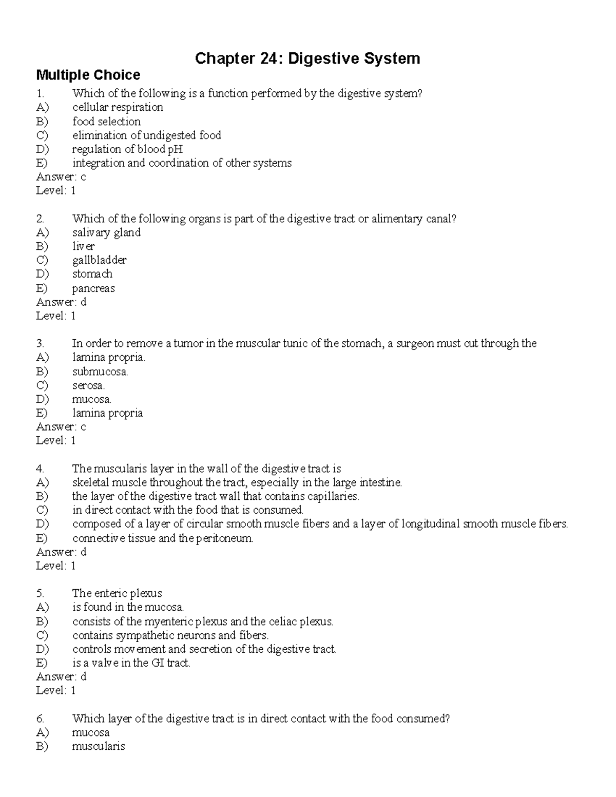 Digestive system - notes taken from lecture and books. - Chapter 24 ...