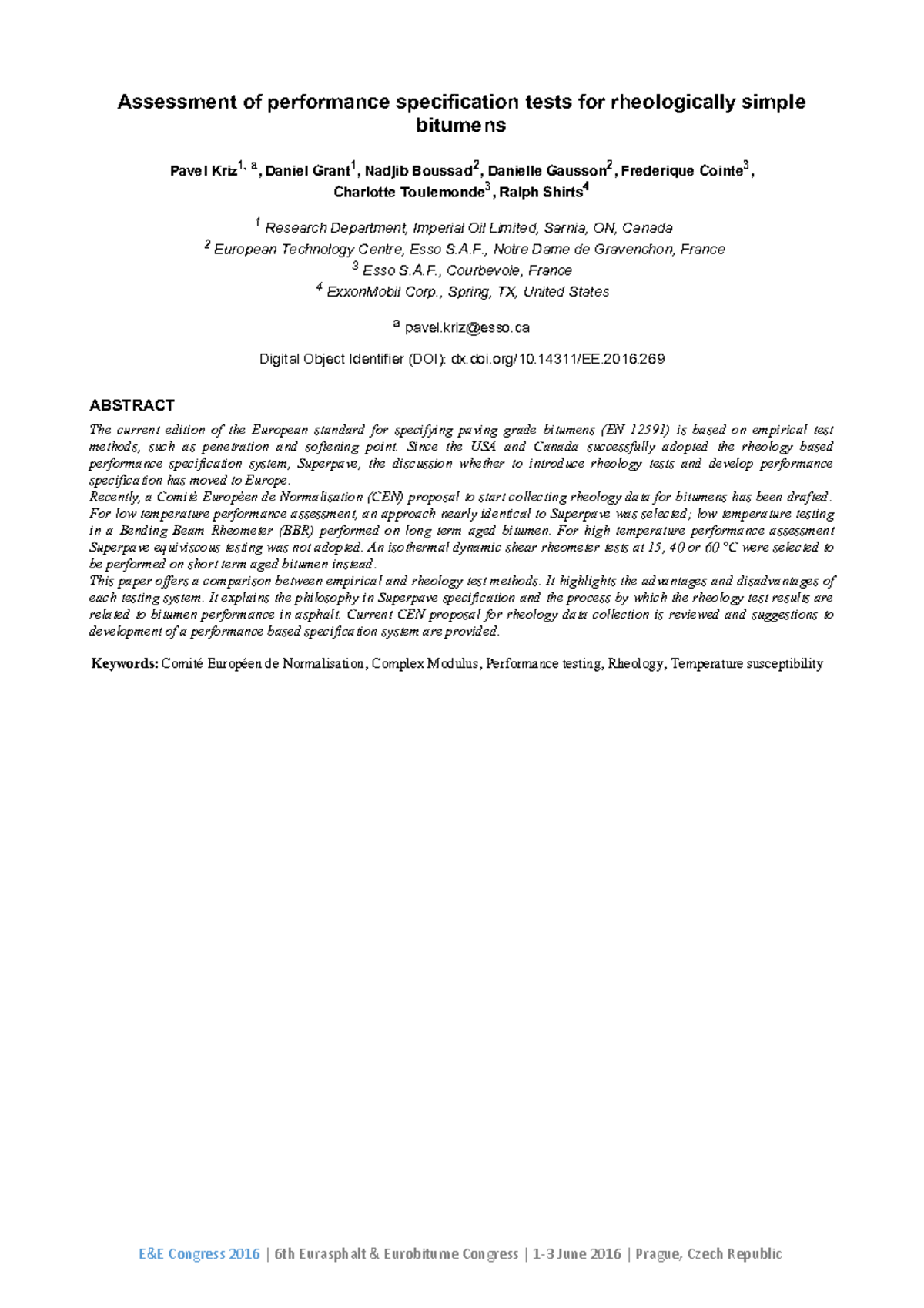Ass. of performance spec.tests for rheology - Assessment of performance ...