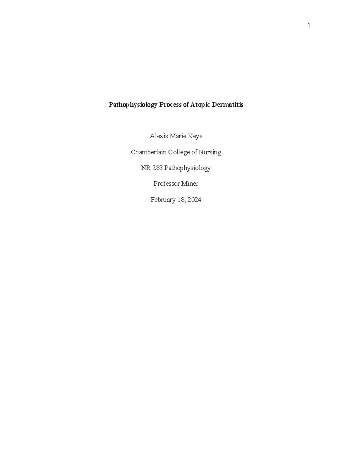 RUA Pathophysiological Processes Paper - Pathophysiology Process of ...
