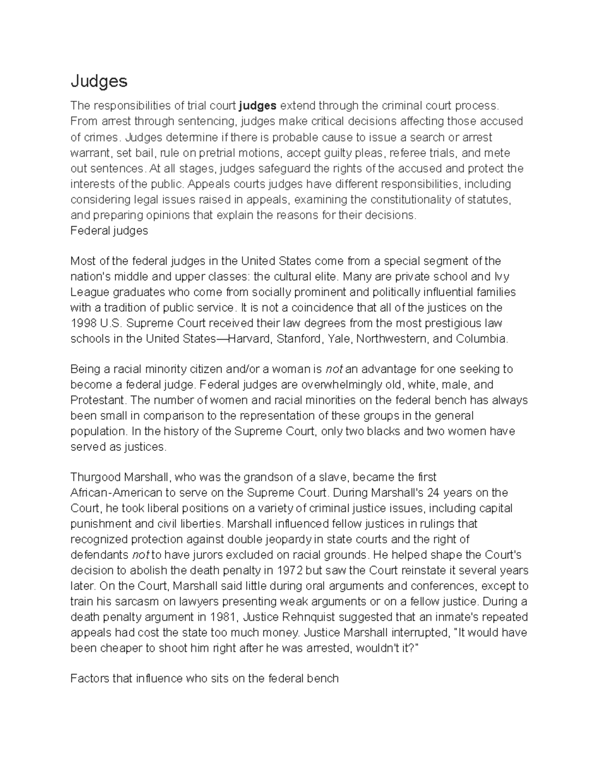 Judges - Judges The responsibilities of trial court judges extend ...