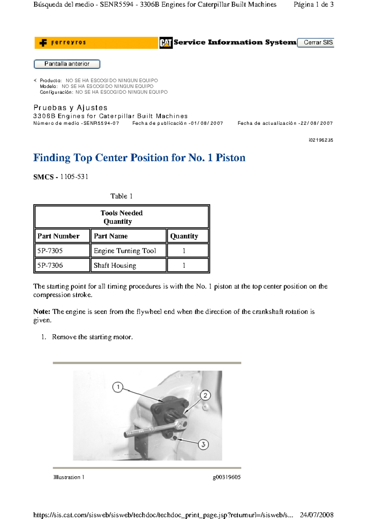 Finding Top Center Position for No. 1 Piston - Pr u e ba s y Aj u st e ...