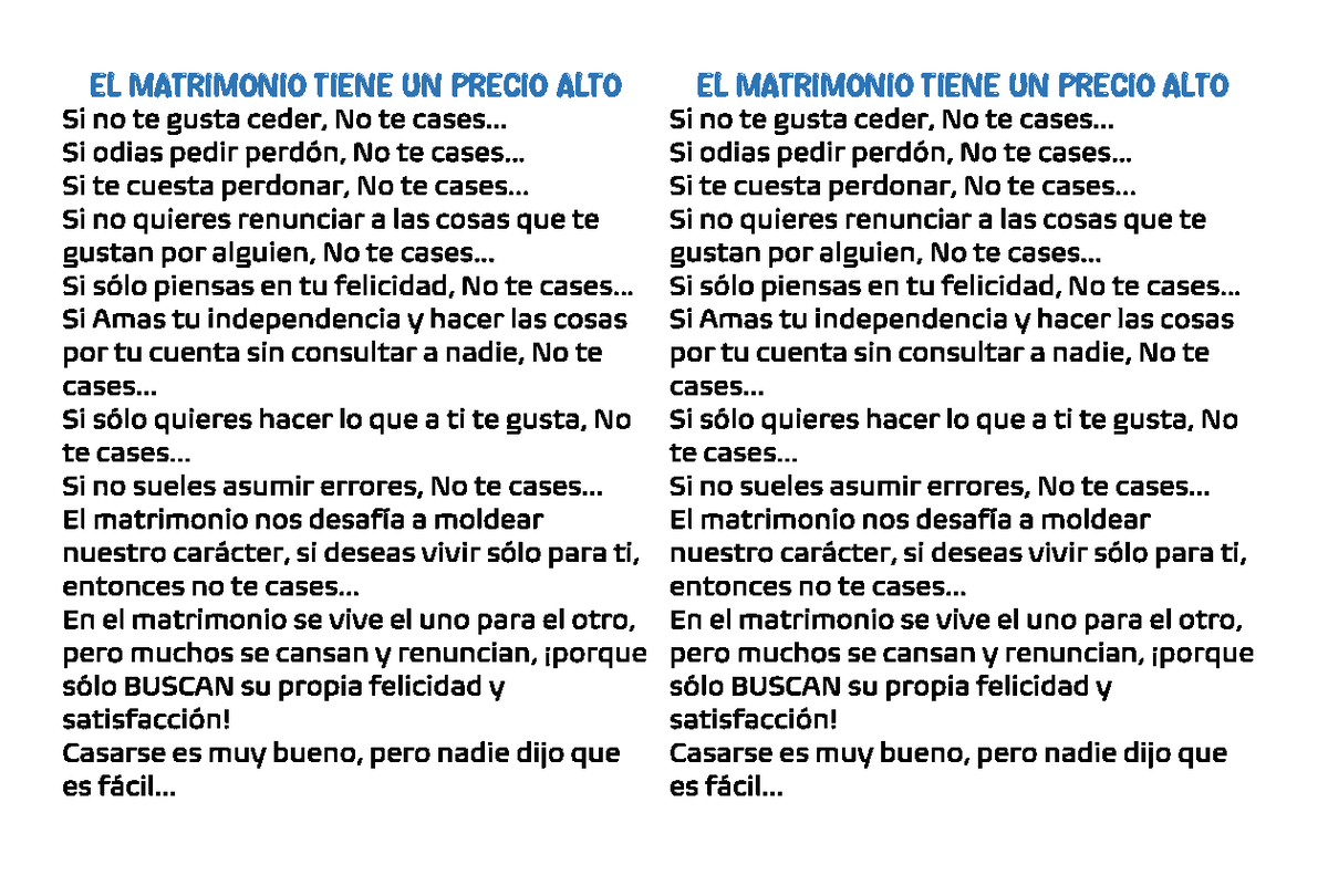 EL Matrimonio Tiene UN Precio ALTO - EL MATRIMONIO TIENE UN PRECIO ALTO ...